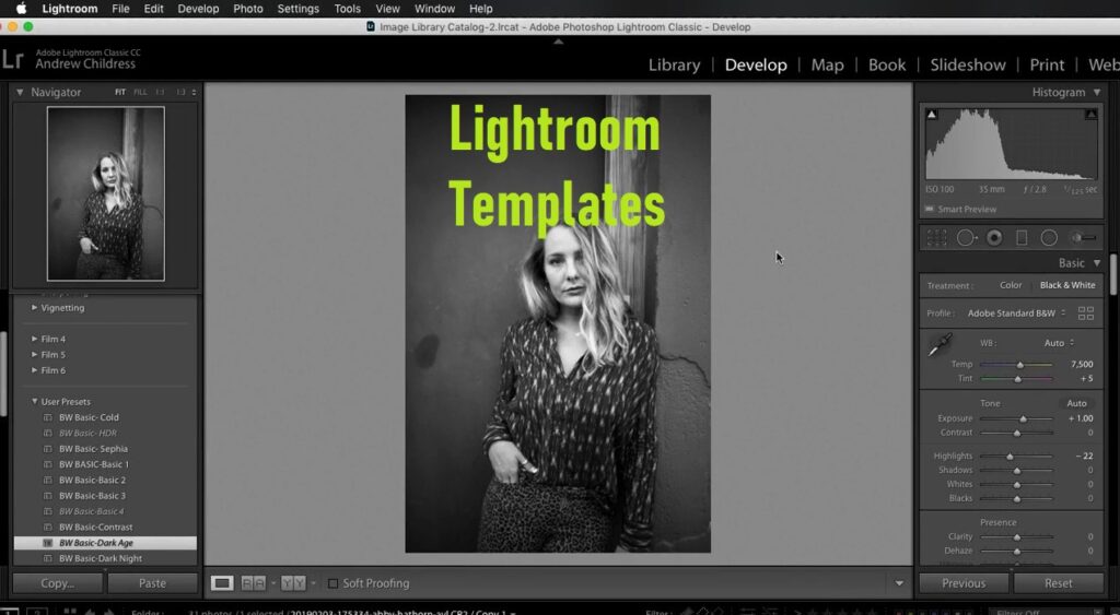 How to create a Lightroom template in 6 easy steps